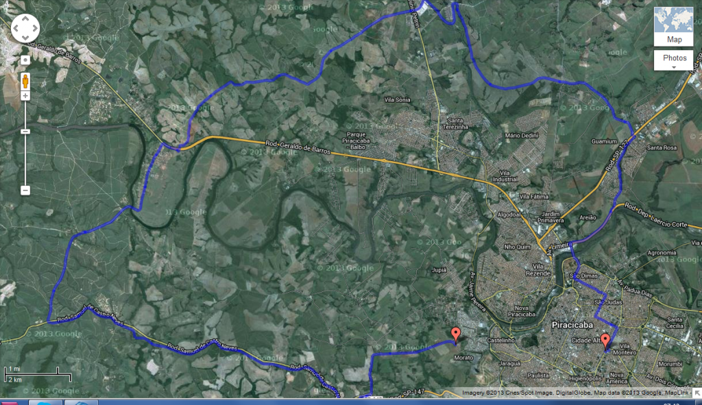 mapa do percurso - Blog do Gustavo